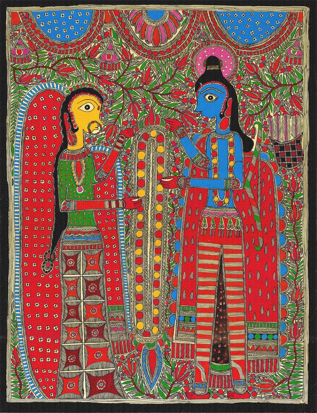 KINAAZ Madhubani Print Painting Canvas 30 inch x 23 inch Painting Price ...