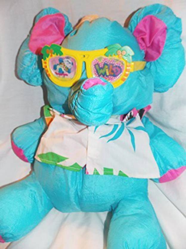 FISHER-PRICE 1987 Wild Puffalumps 16" Blue Elephant Puffalump with ...