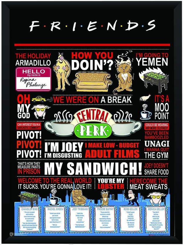 WB Official Licensed Friends Quote Infographic Sayings TV Series Poster ...