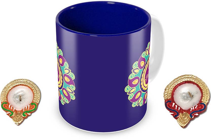 Tuelip Happy diwali wishes With 2 Diya Happy Diwali Ceramic Printed ...