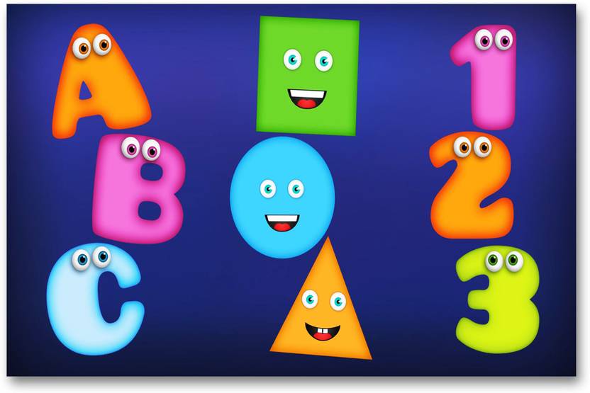 Children Room Wall Poster - Abcd & Shapes - Colorful - HD Quality ...