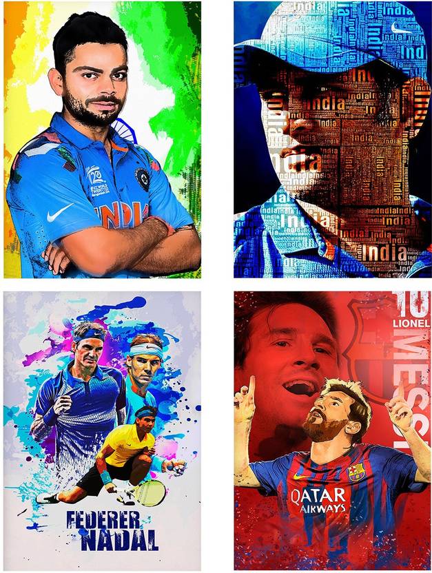 4 Posters - set of 4 posters rolled in a tube with Virat Kohli Oil ...
