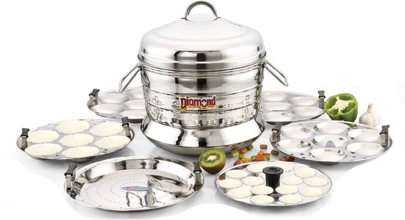 DIAMOND Stainless Steel Idly Pot (Panai) 28 idly with Steamer Plate ...