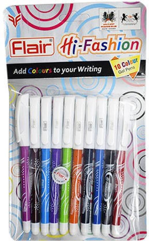 FLAIR Hi-Fashion 10 pcs Pack Multicolor (Set of 4) (Total 40 pcs) Gel ...