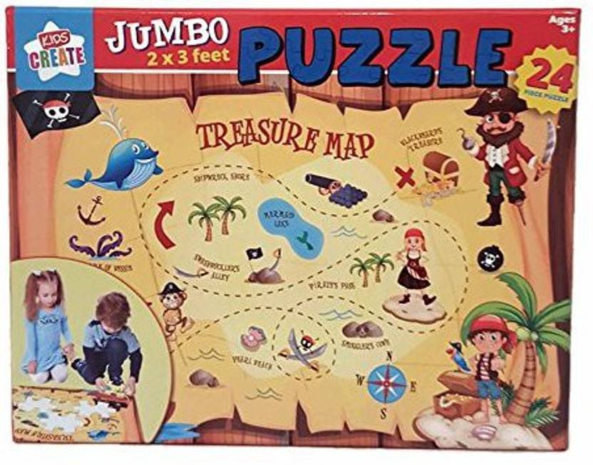 Kids Create Educational Activity Jumbo 24 Piece Treasure Map Floor ...
