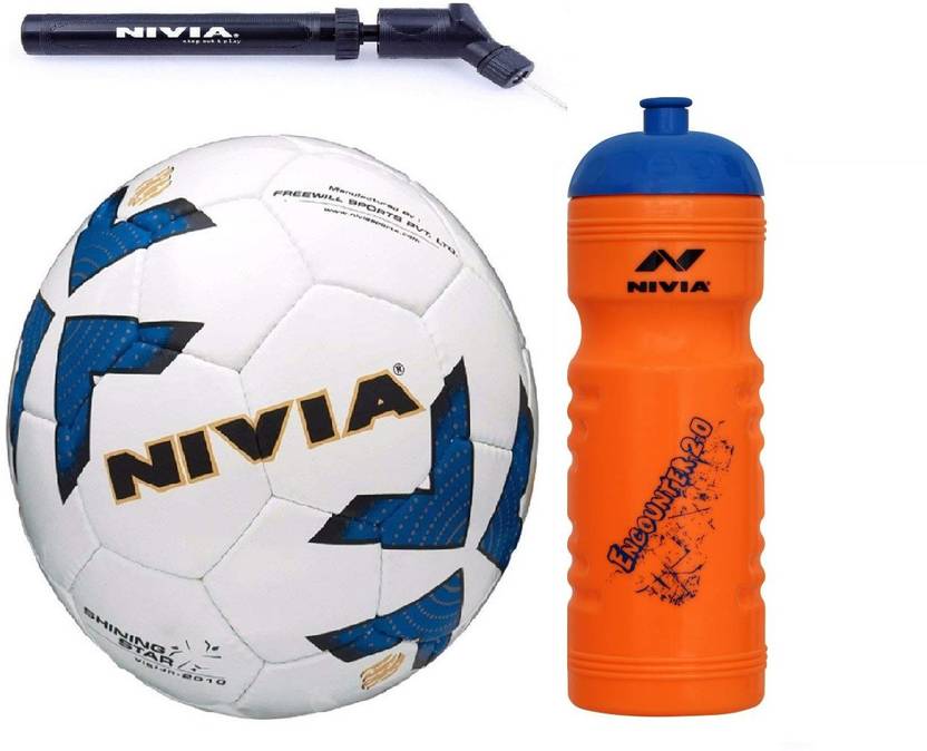 NIVIA Shining Star Blue Football + Encounter 2.0 Sipper + Double action ...