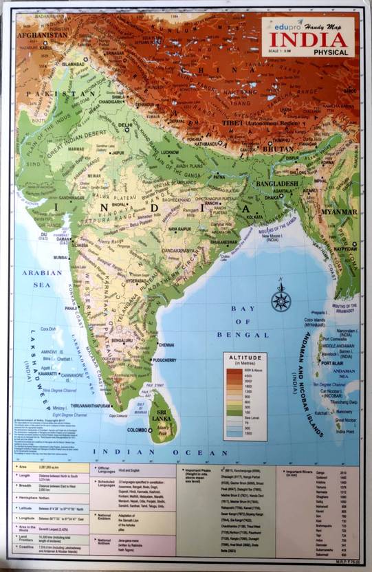 INDIA PHYSICAL MAP 100X70 Paper Print - Maps posters in India - Buy art ...