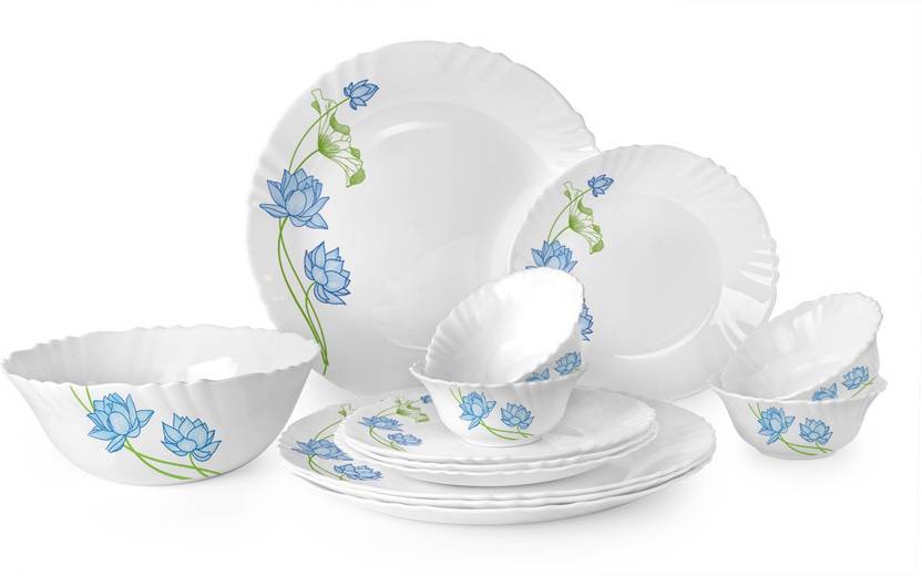 cello Pack of 18 Glass Cello Imperial Neelkamal Opalware Dinner Set, 13 ...