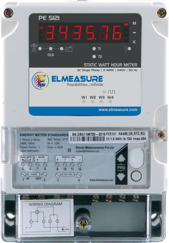 ELMEASURE 1 phase Post paid energy meter (Whole current) 1 phase Post ...