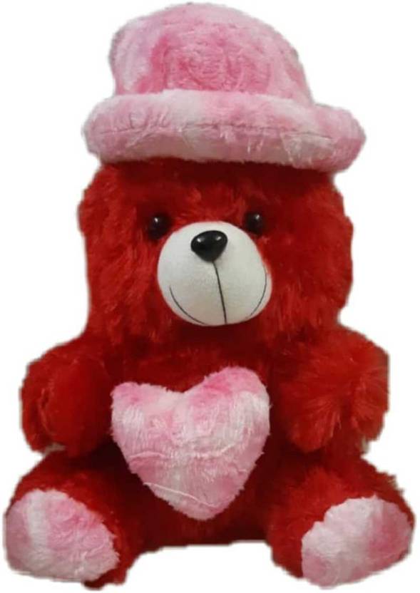 kartiktoys Soft Cuddly Red Teddy Bear With Pink Heart And Cap For your ...