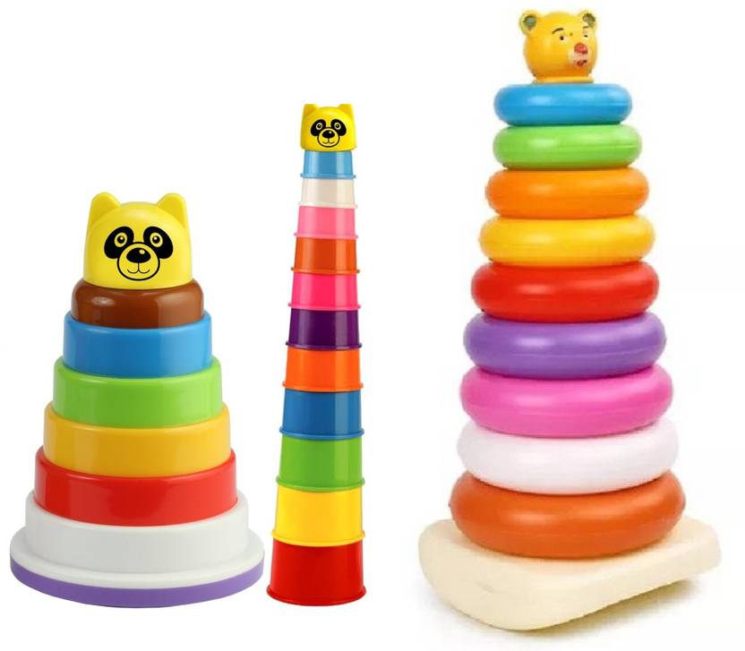 Nabhya Pack Of 3 Stacking Toys Teddy Ring Jumbo,Rack N Stack Rings And ...