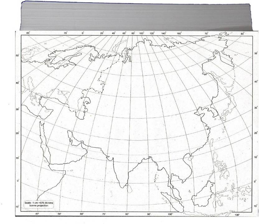 Flipkart.com | CRAFTWAFT OUTLINE PHYSICAL MAP OF ASIA BLANK A4 67 gsm ...