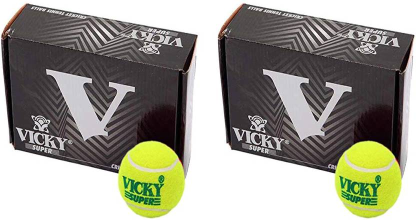 VICKY Cricket Tennis Ball - Super Heavy, Pack of 12 (Yellow) Tennis ...