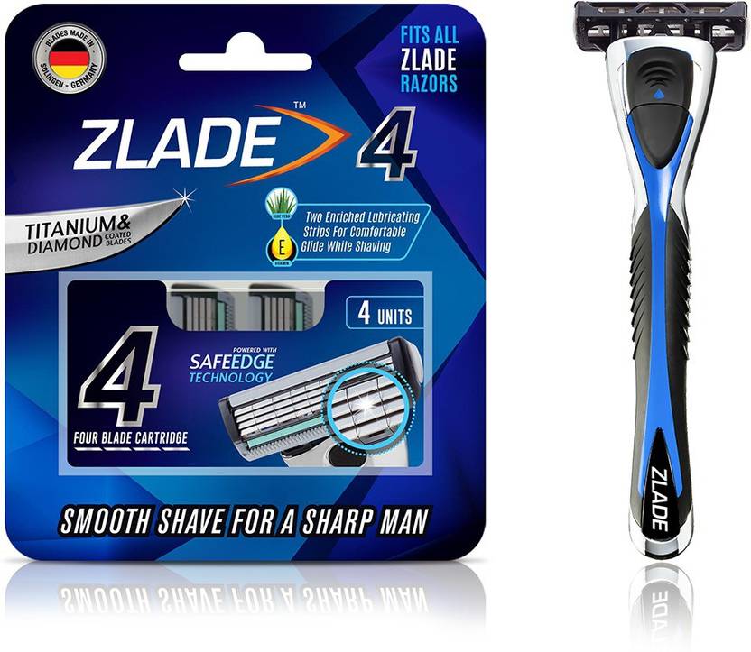 Zlade 4 Blade Shaving Razor For Men With SafeEdge Technology - Titanium ...