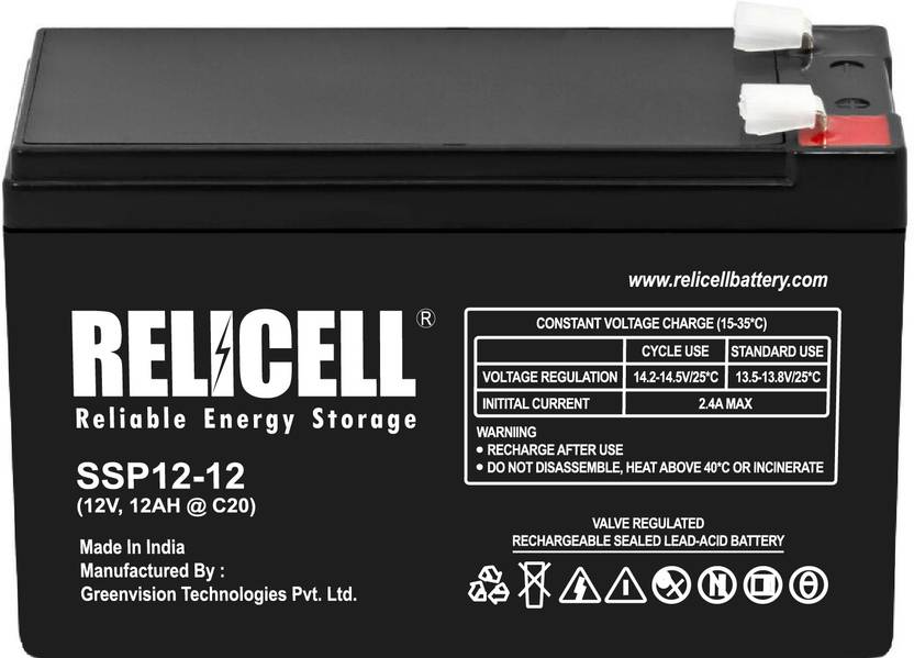 RELICELL 12V, 12Ah SMF Battery for UPS Price in India - Buy RELICELL ...