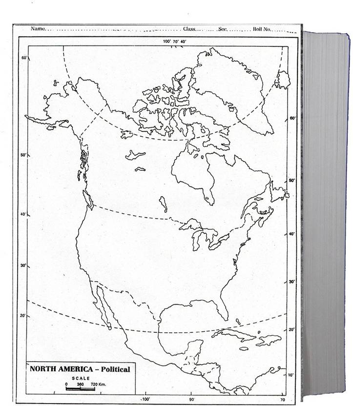 Flipkart.com | CRAFTWAFT POLITICAL MAP OF NORTH AMERICA BLANK A4 67 gsm ...
