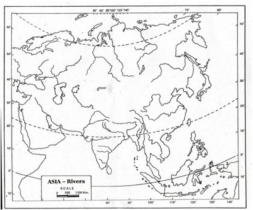 Craftwaft Outline Physical Map Of Asia Blank A4 67 Gsm | Images and ...