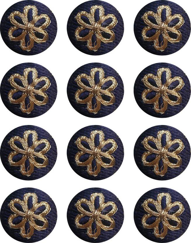 Tripti Products navy blue and golden fancy buttons Fabric Buttons Price ...