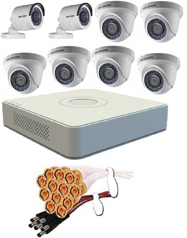 Hik Vision 1.3 MP 8 CH DVR with 6 Dome camera, 2 bullet camera, bnc and ...