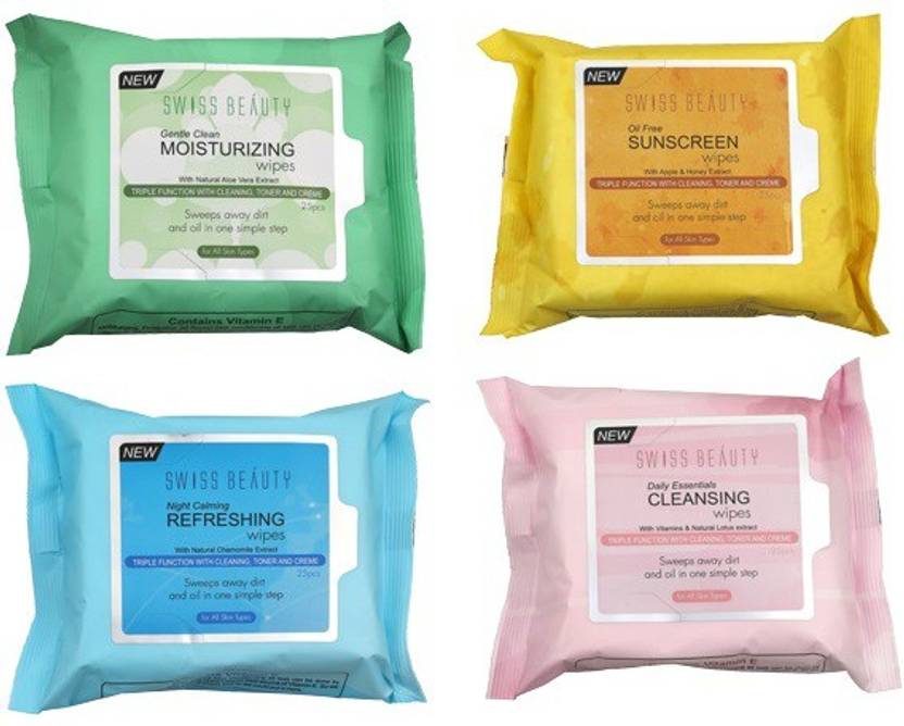 SWISS BEAUTY Oil Free Sunscreen Wipes, Gentle Clean moisturizing, Daily ...