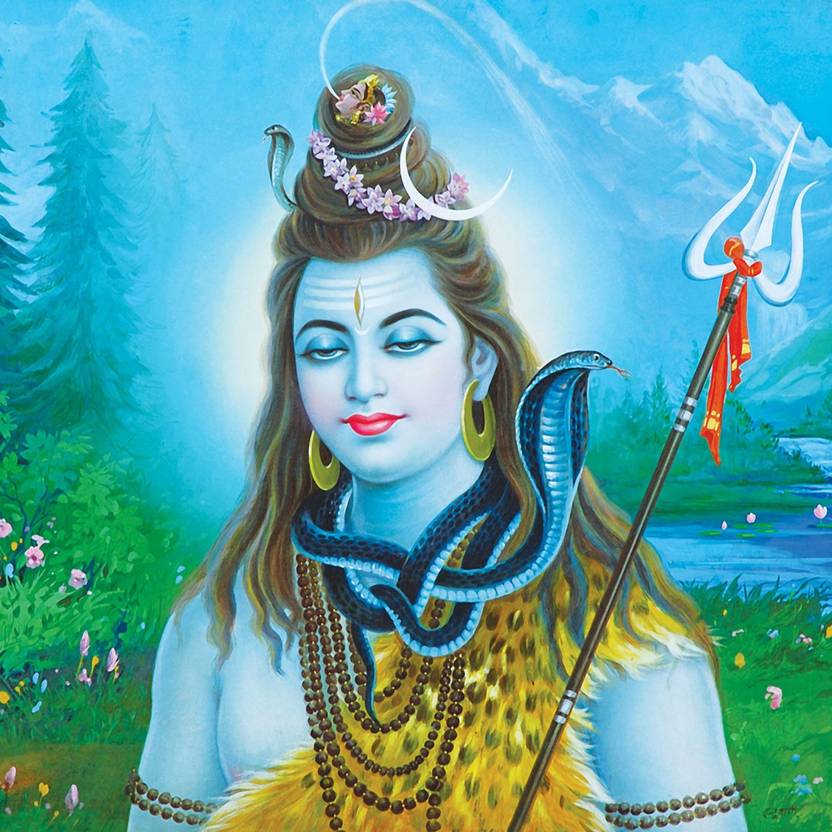 god & god's 60 cm Shiv ji Sparkle Digital Picture Self Adhesive Sticker ...