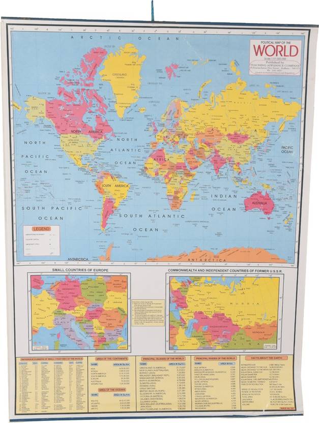 CRAFTWAFT'S WORLD MAP ROLLING CHART (24X20INCH) Photographic Paper ...