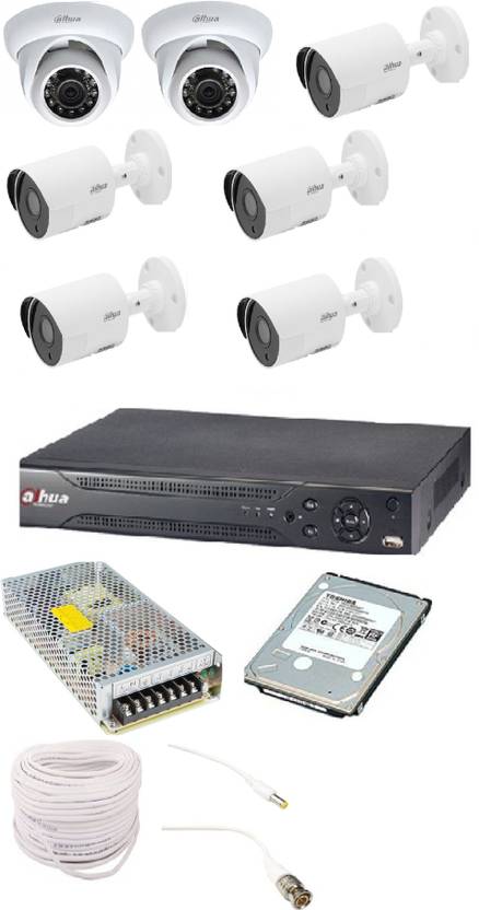 DAHUA 2mp 2 dome camera, 5 bullet camera, 8 channel dvr, 1TB hard disk, 8 CHANNEL POWER SUPPLY ...
