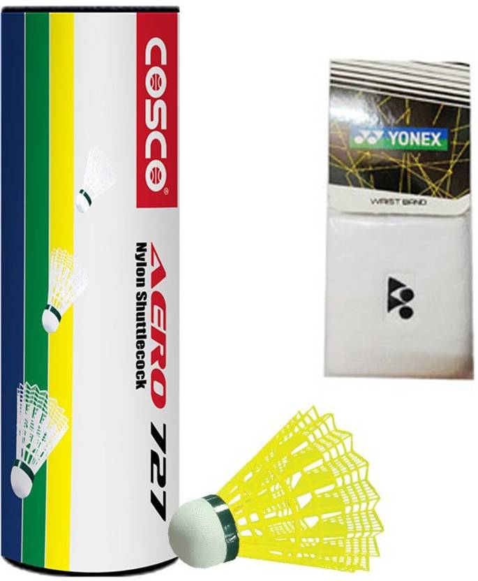 COSCO Aero 727 Shuttlecock "Pack of 6 Nylon Shuttle" 1 Wrist Band ...