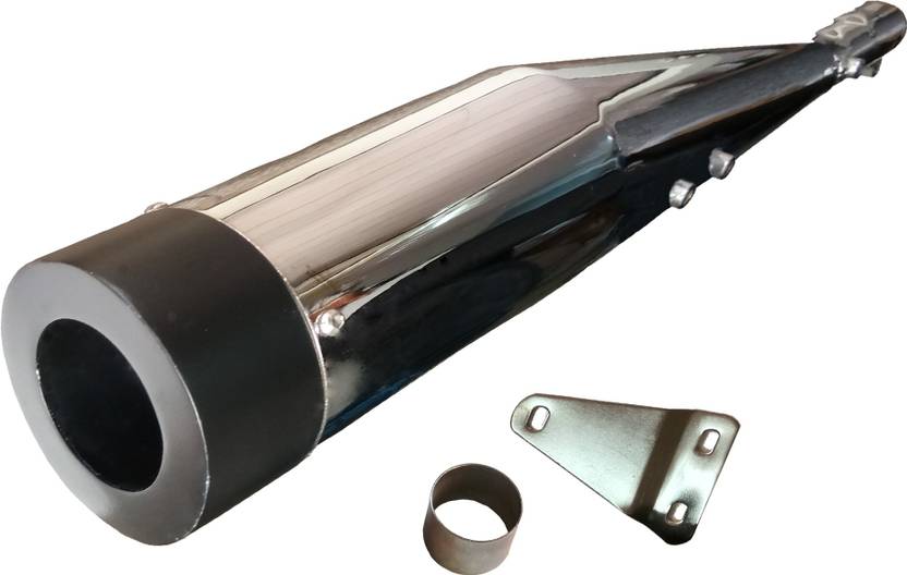 WORDZ Cobra silencer Glasswool Chrome Front Black Exhaust Royal Enfield ...