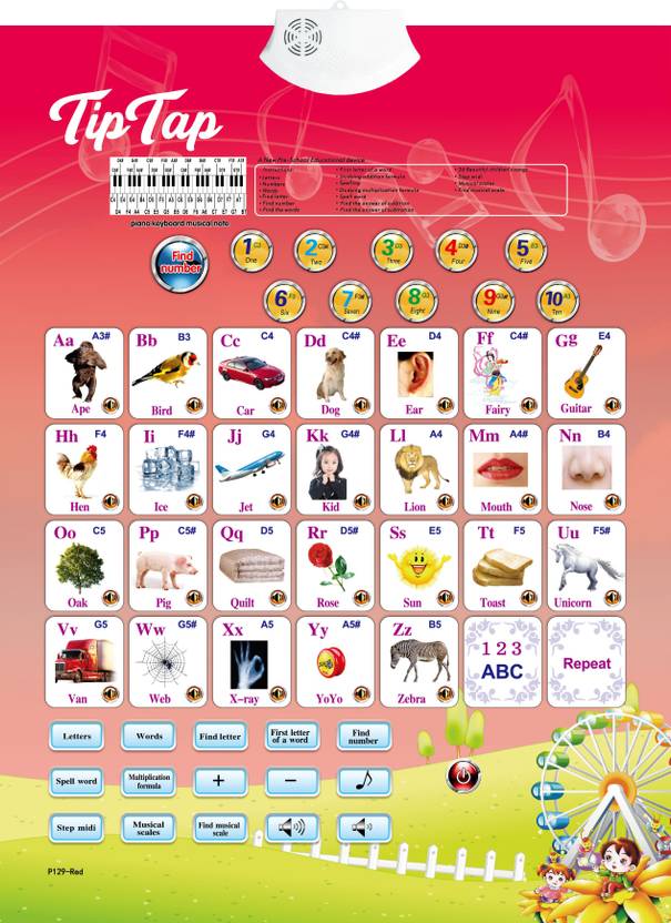 TipTap 3D Sound Wall Chart Sticker Kids Learning English Alphabets and ...