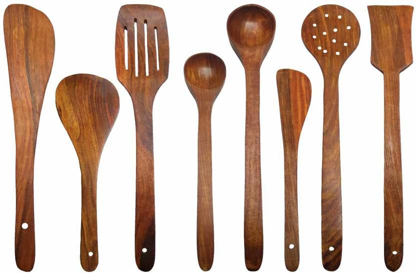 Top Craft India Wooden Karchi Spoon Set of 8 Karchi Spoons WKSS01 ...