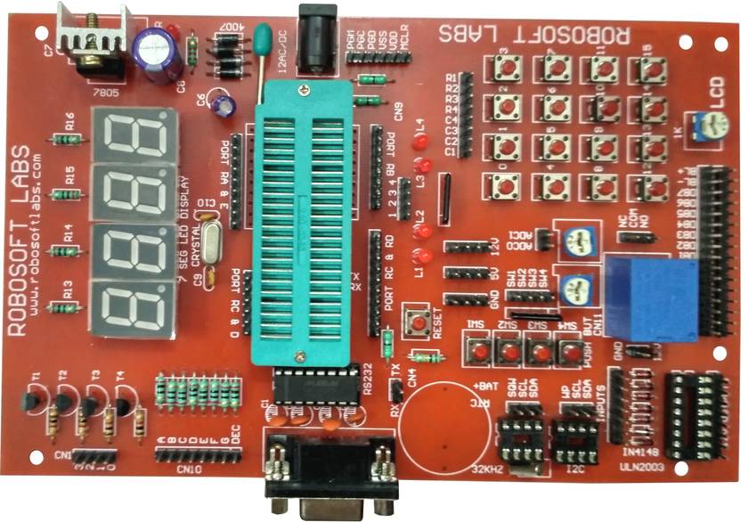 Robosoft Labs PIC 40 PIN Microcontroller Development Board with RS232 IC Micro Controller Board ...