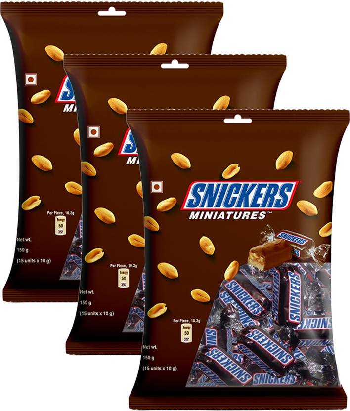 SNICKERS Miniatures Peanut Filled Chocolates(150g x 3) Bars Price in ...