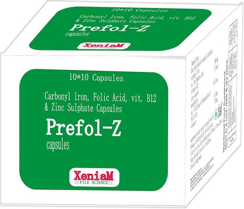 PREFOL-Z Carbonyl Iron,Folic Acid With VitaminB12 & zinc Sulphate Price ...
