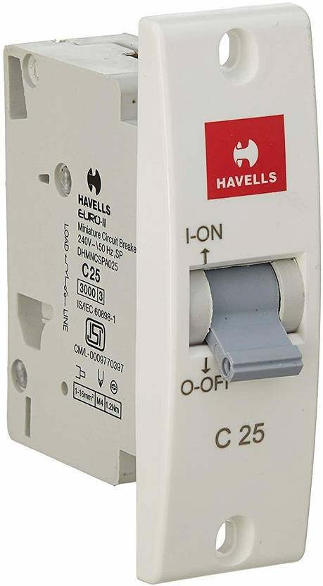 HAVELLS PVC Plastic 25A SP C Mini MCB (White) DHMNCSPA025 MCB Price in ...