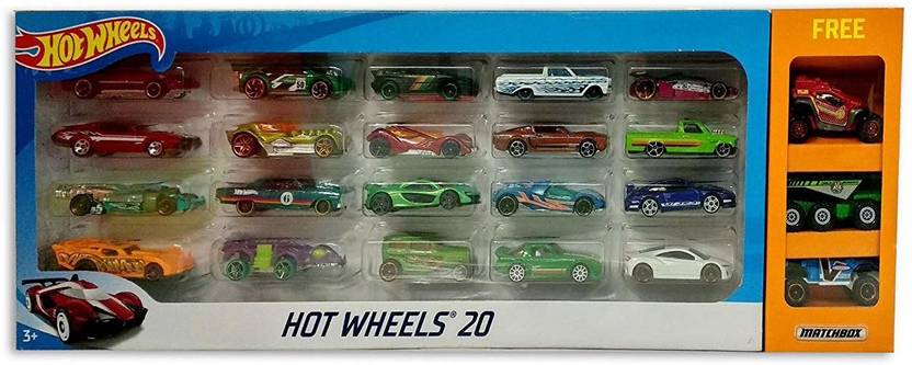 HOT WHEELS 20 Car Gift Pack - Promo Set (20 Car Pack+ 3 Match Box Cars ...