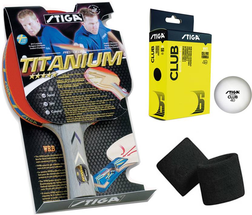 COSCO Stiga "Titanium *****" Table Tennis Racquet with "Club 40+" Table ...
