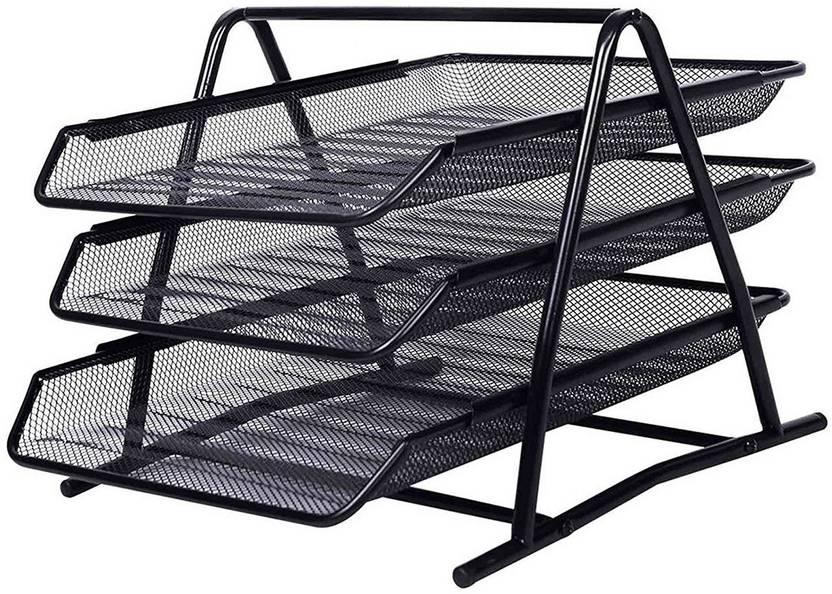 Flipkart.com | Cpixen 3 Compartments Metal 3 Tier Metal Mash File Rack ...