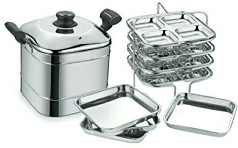 KM Square Shape Designer Idly/Dhokla Maker 4 Plates Each with Plain Lid ...