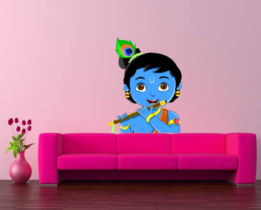creatick Studio Lord Krishna with Flute Wall Stickers ( 79Cm X 60Cm ...
