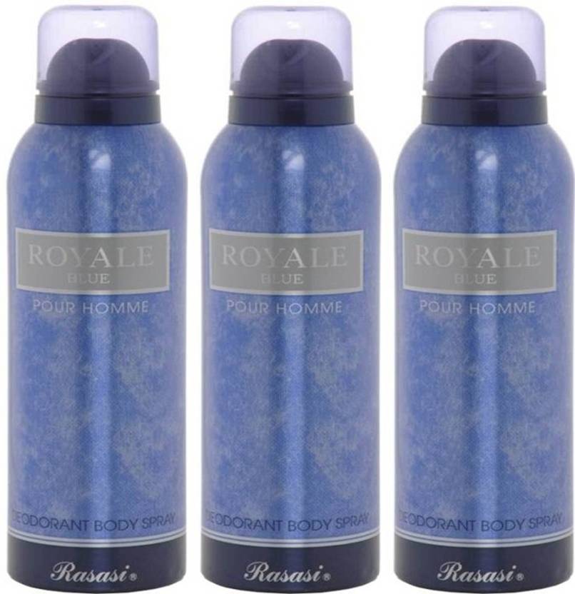 RASASI Royale Blue Deodorant Spray 200*3 Deodorant Roll-on - For Men ...