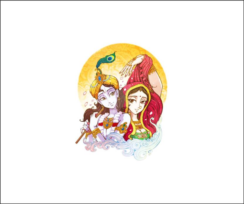 Impression Wall Shree Krishna and Radha Wall Sticker Medium Self ...