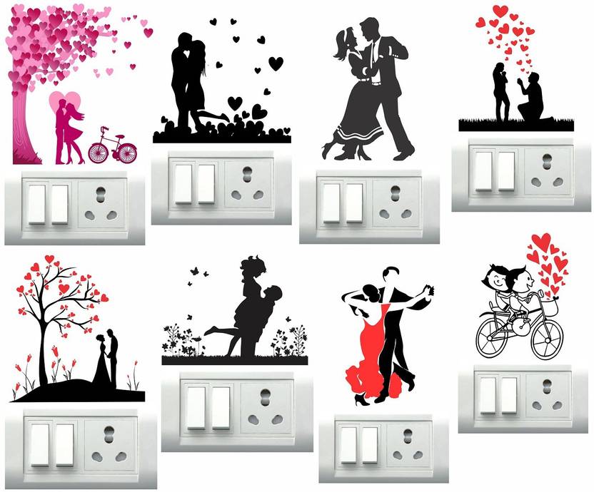Decor Villa 30 cm Couples SwitchBoard Sticker & Wall Sticker Reusable ...