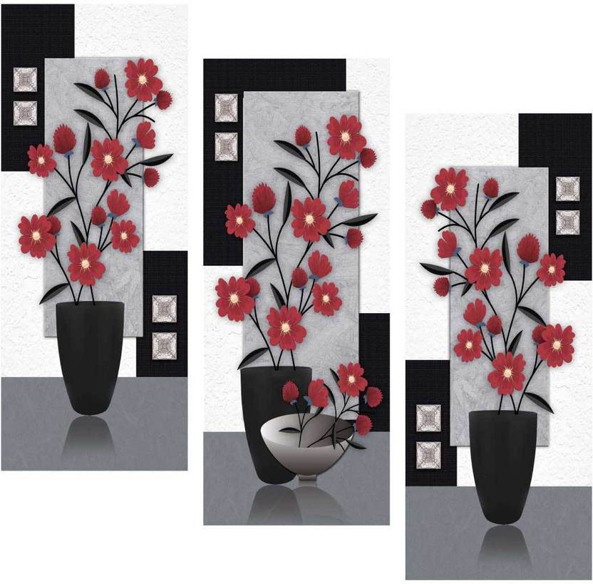 Beautiful flowers 3 piece MDF Poster Paper Print - Floral & Botanical ...