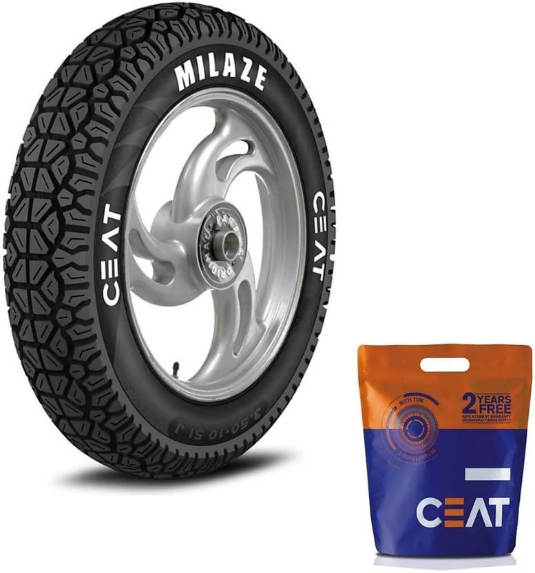 CEAT MILAZE TUBETYPE TYRE WITH TUBE 90/100/10 FOR SCOOTY 90/100/10 ...