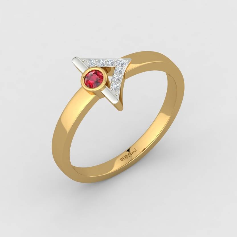 ShipJewel Cursor Ring -18KT Gold-10 18kt Diamond, Ruby Yellow Gold ring ...