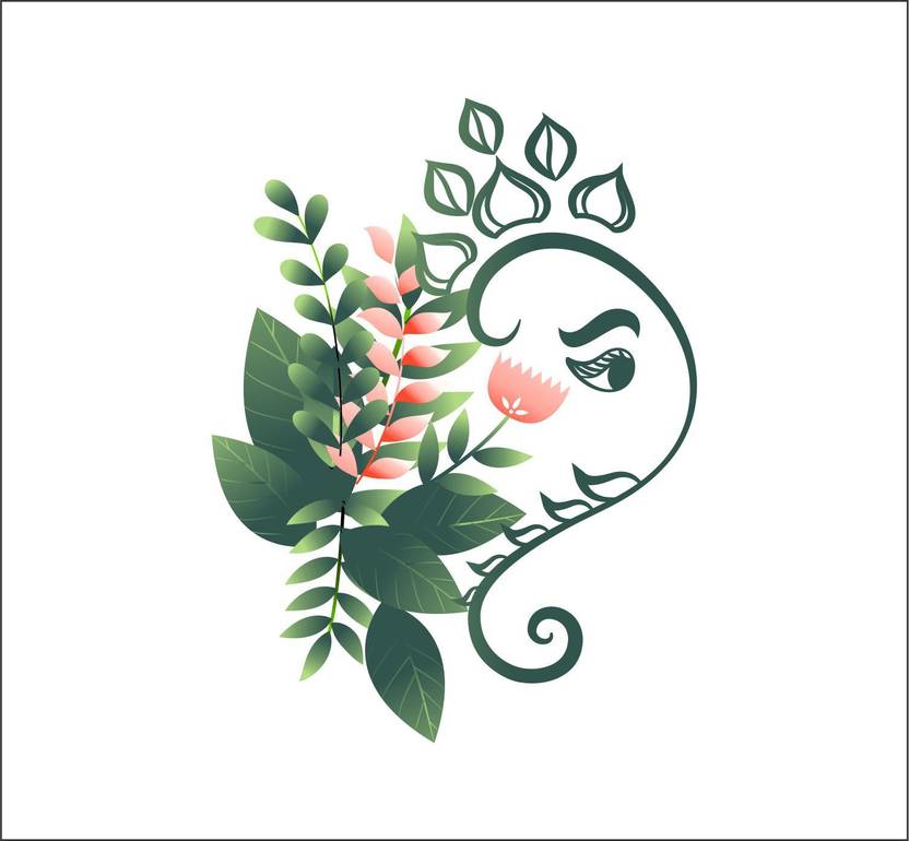 Day Decals 56 cm Shree Ganesha Green Wall Sticker Self Adhesive Sticker ...