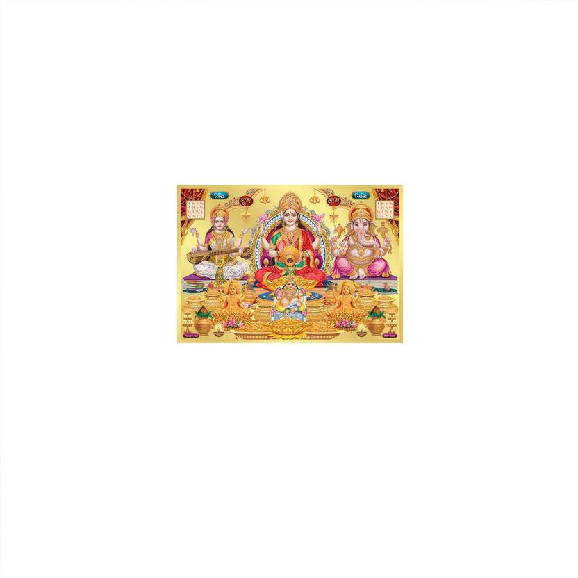 RANGOLI 12 cm Gold Foil Laxmi Saraswati Ma Ganesh ji Sticker Non ...