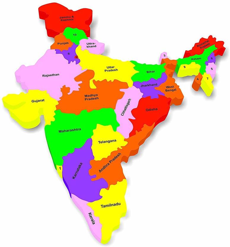 Sanchi Creation Elite India Map With State Capitals - Educational To ...