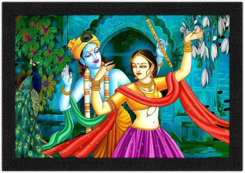 ADS Art Poster Radha Krishna Rasleela Painting with Synthetic Frame ...